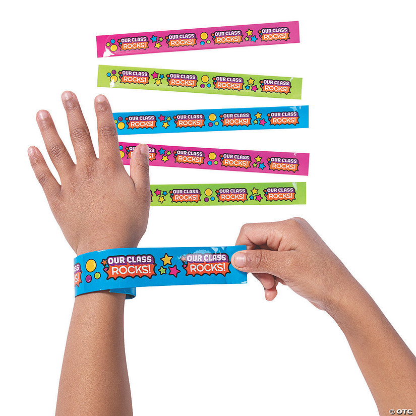 Our Class Rocks Slap Bracelets - 12 Pc.