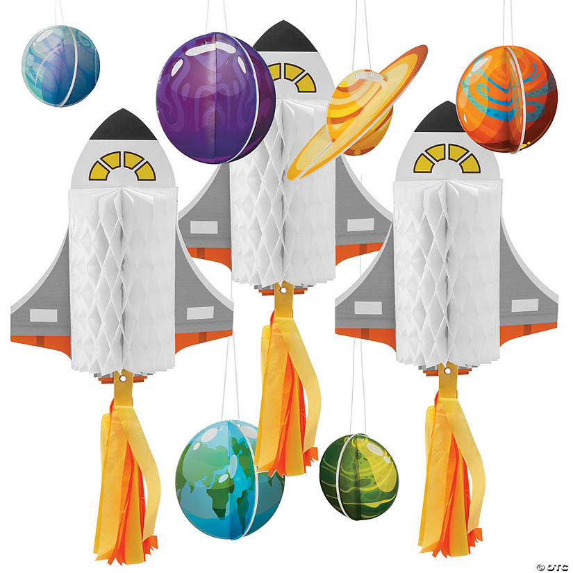 Outer Space Hanging Decoration Kit - 9 Pc.