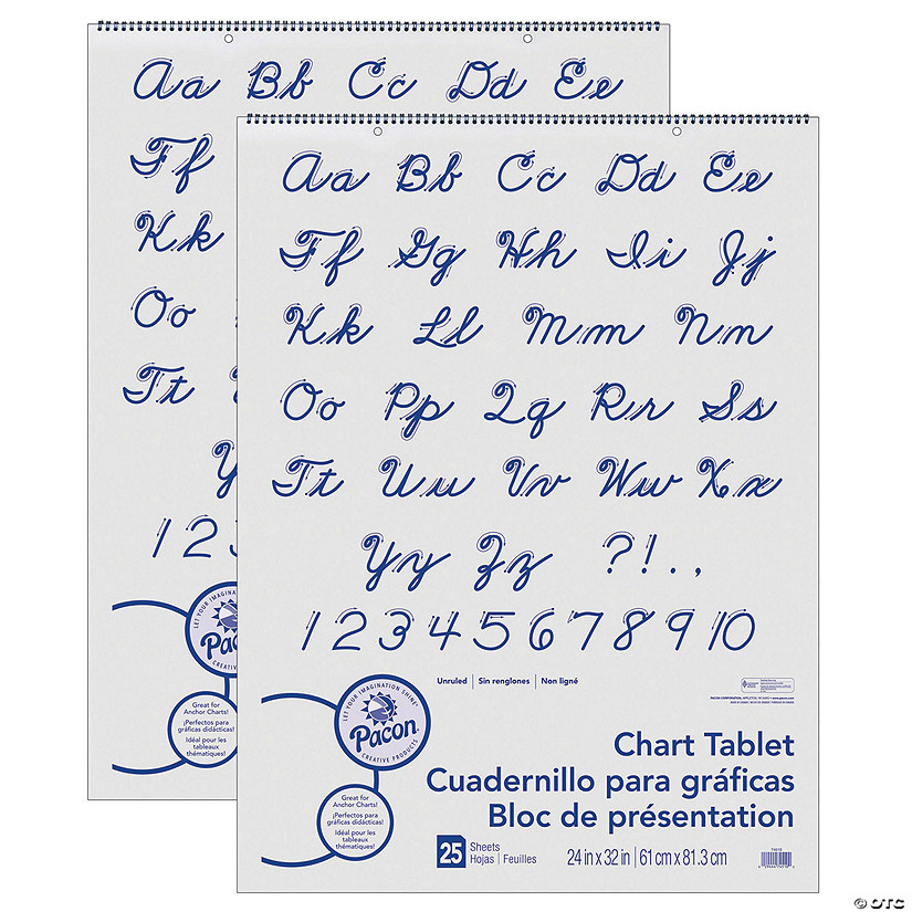 Pacon Chart Tablet, Cursive Cover, Unruled 24" x 32", 25 Sheets, 2 ...