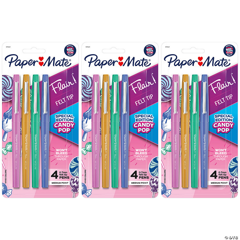 Paper Mate Flair Felt Tip Pens, Medium Point, Candy Pop Pack, 4 Per ...