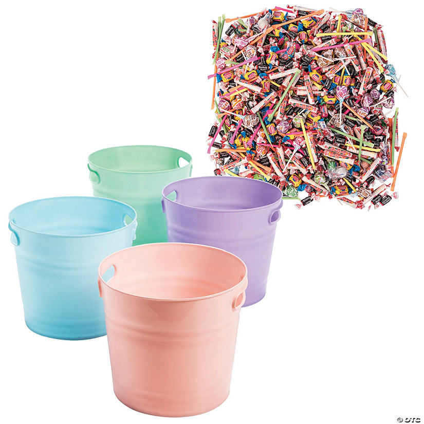 Pastel Buckets with Candy Parade Kit - 1004 Pc. | Oriental Trading