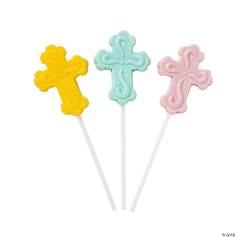 Pastel Cross-Shaped Lollipops - 12 Pc. | Oriental Trading