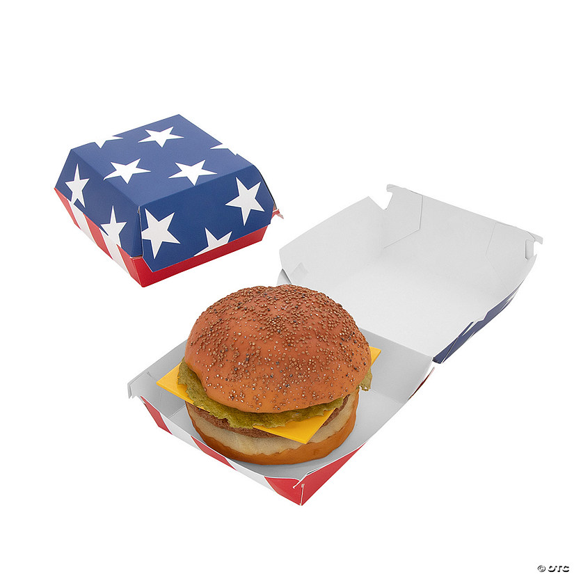 Patriotic Burger Take-Out Box - 12 Pc. - Discontinued
