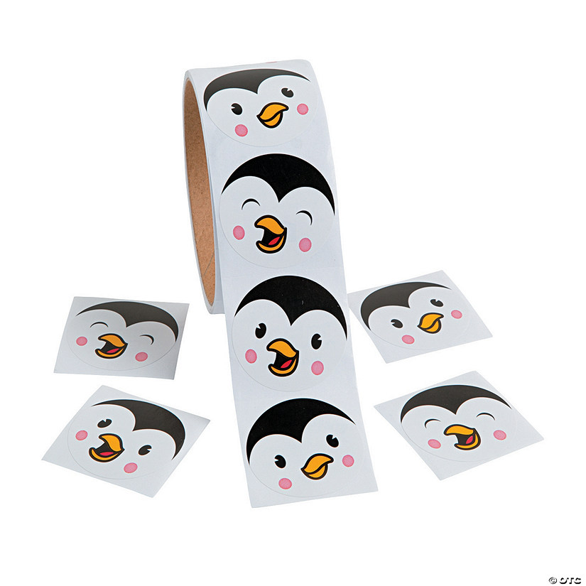 Penguin Face Sticker Roll - 100 Pc. | Oriental Trading