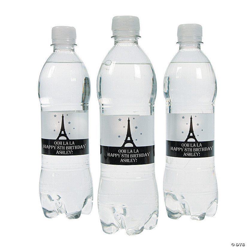 Personalized Eiffel Tower Water Bottle Labels - Discontinued