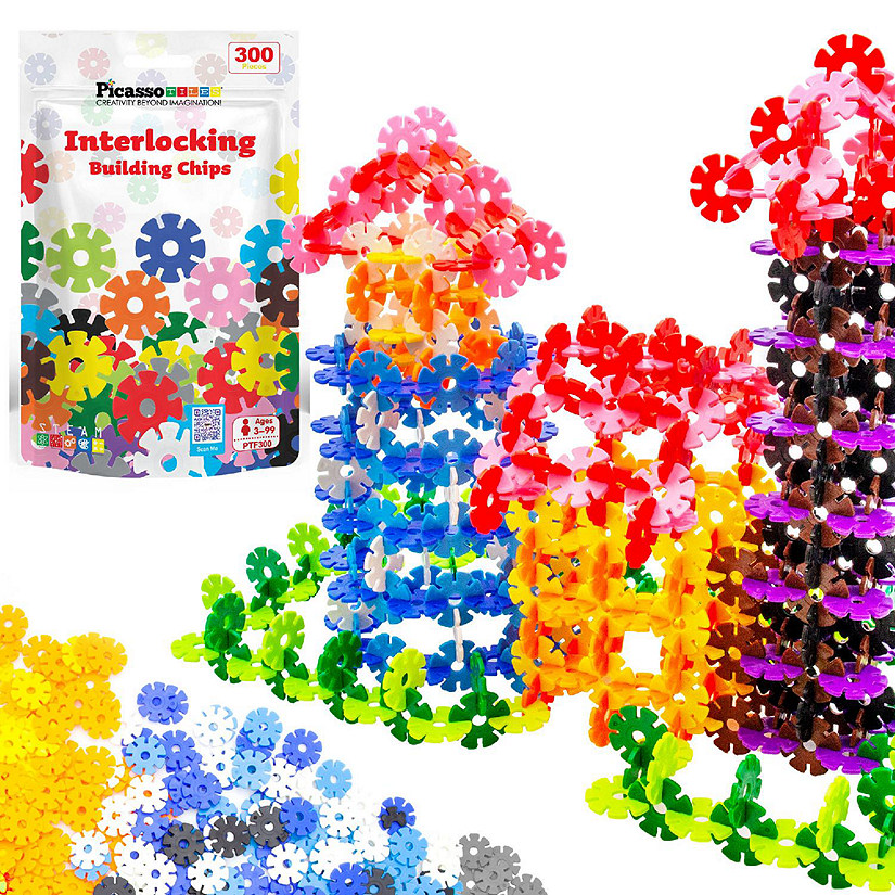 PicassoTiles 300pc Building Chips Interlocking Disc Construction Blocks ...