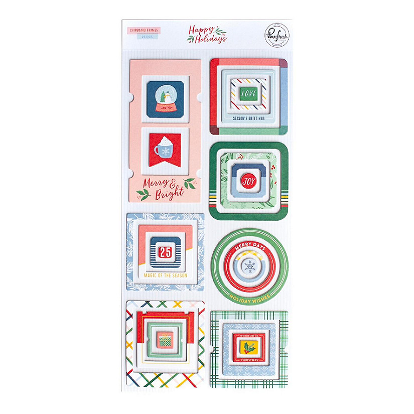 PinkFresh Chipboard Frames Stickers-Happy Holidays | Oriental Trading