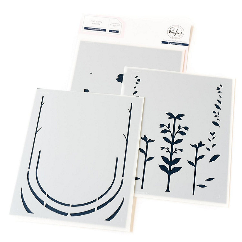 Pinkfresh Studio Stencils 4.25"X5.5" 3/Pkg-Art Deco Floral Arch