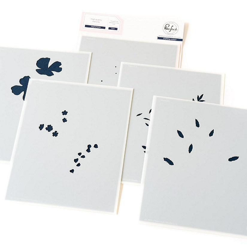 Pinkfresh Studio Stencils 4.25"X5.5" 5/Pkg-Playful Petals | Oriental Trading