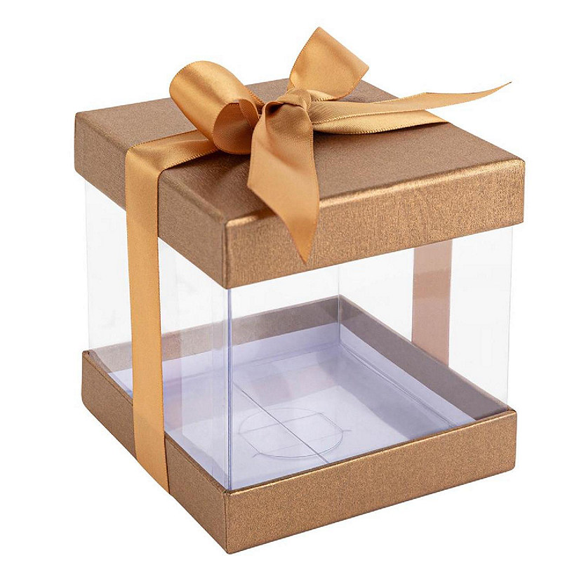 Plastic Gift Boxes Gold 4X4X4" 12 Pack Bakery Boxes With Base Lid ...
