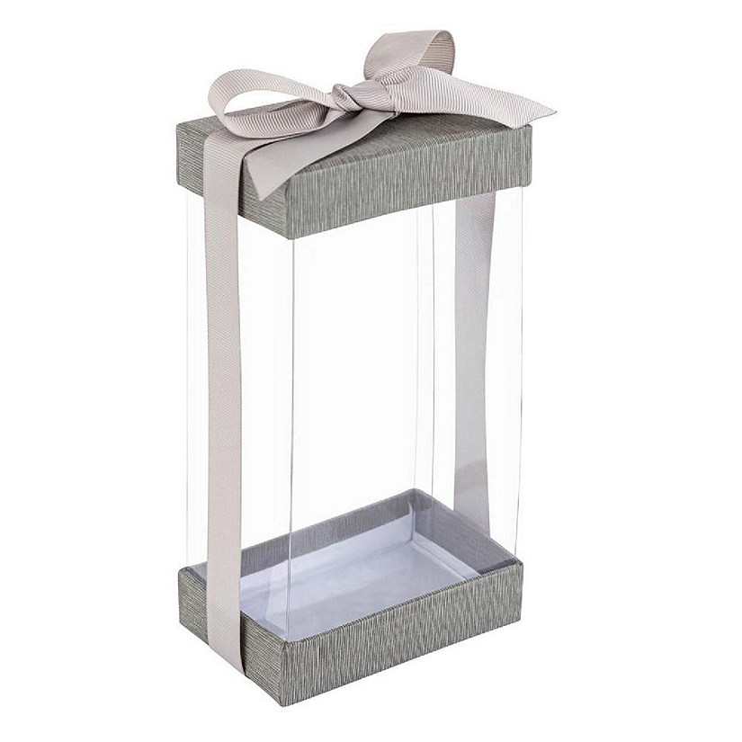 Plastic Gift Boxes Gray 7.5X3.75X2.5" 12 Pack Bakery Boxes With Base ...
