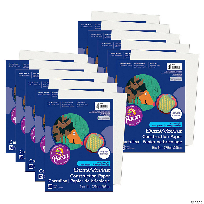 Prang Construction Paper, White, 9" x 12", 50 Sheets Per Pack, 10 Packs ...