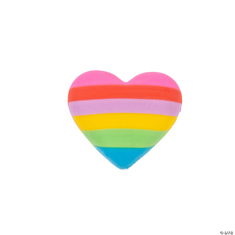 Rainbow Heart-Shaped Erasers - 24 Pc. - Discontinued