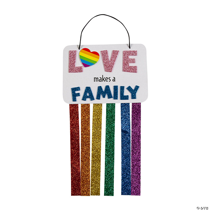 Rainbow Pride Glitter Hanging Sign Craft Kit - Makes 12 | Oriental Trading