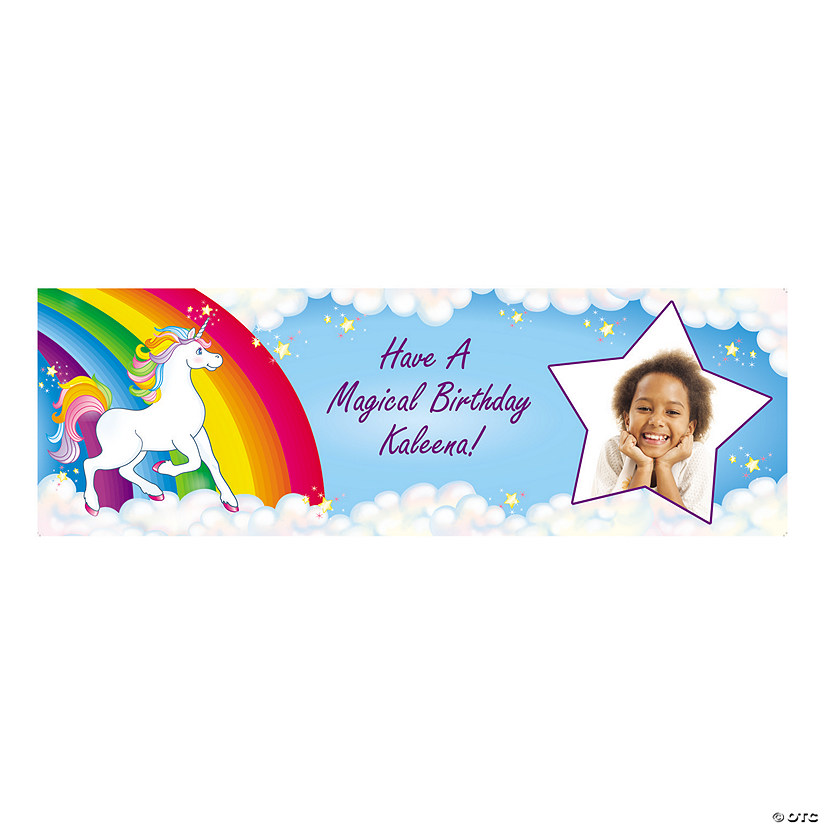 Rainbow Unicorn Photo Custom Banner | Oriental Trading