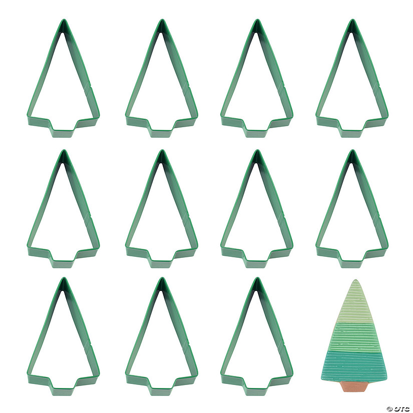 R&M TRIANGLE TREE 4" COOKIE CUTTER GREEN | Oriental Trading