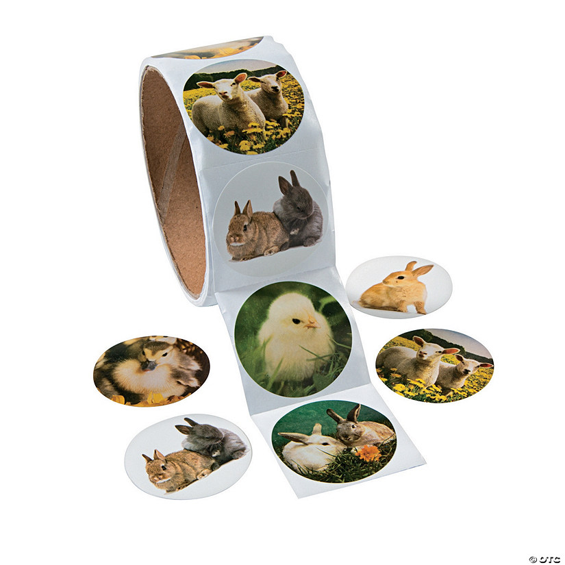 Realistic Easter Animal Sticker Roll - 100 Pc.