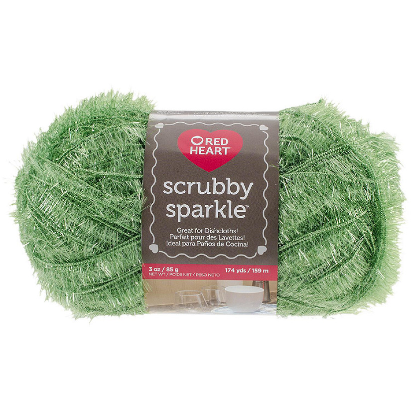 Red Heart Scrubby Sparkle Yarn-Avocado