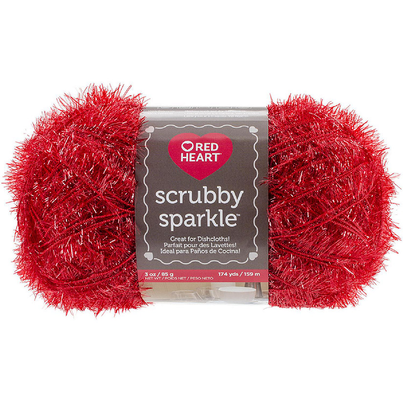Red Heart Scrubby Sparkle Yarn-Strawberry | Oriental Trading