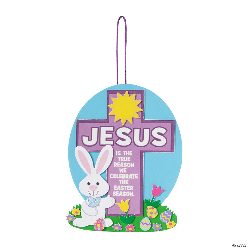 Religious Easter Cross Prayer Bunny Sign Craft Kit - Makes 12
