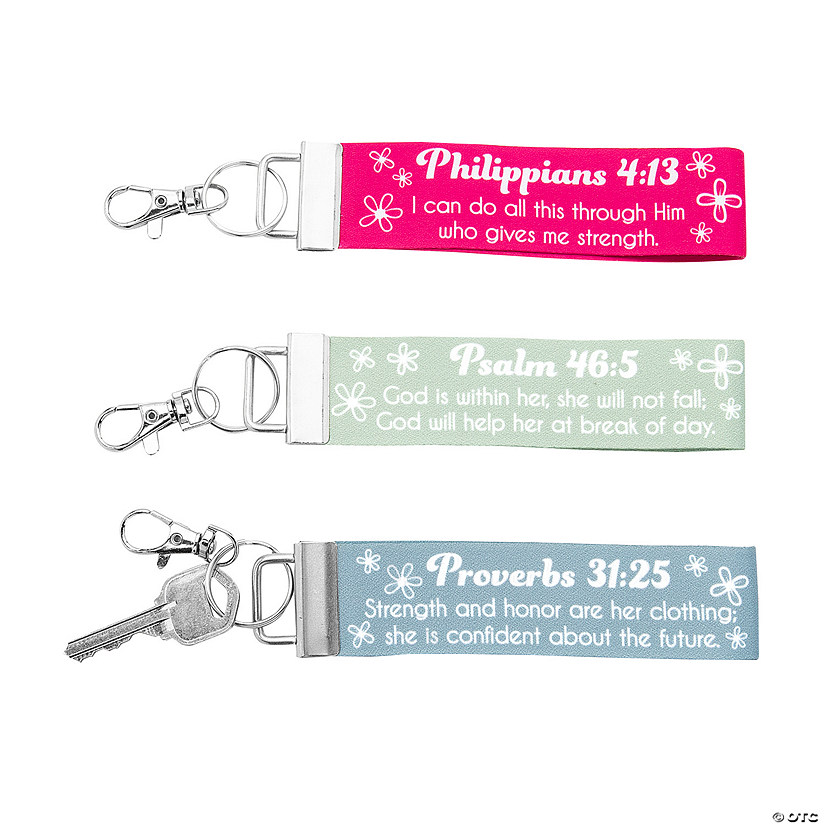 Religious Nylon Keychains with Verse - 12 Pc. | Oriental Trading