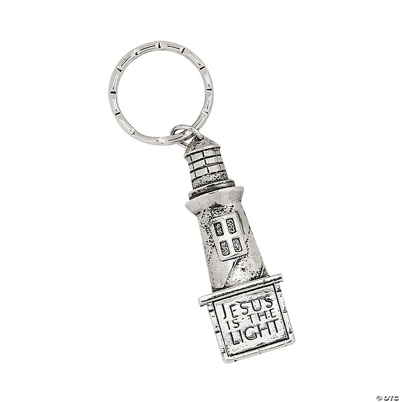 Religious Pewtertone Lighthouse Keychains - 12 Pc. | Oriental Trading