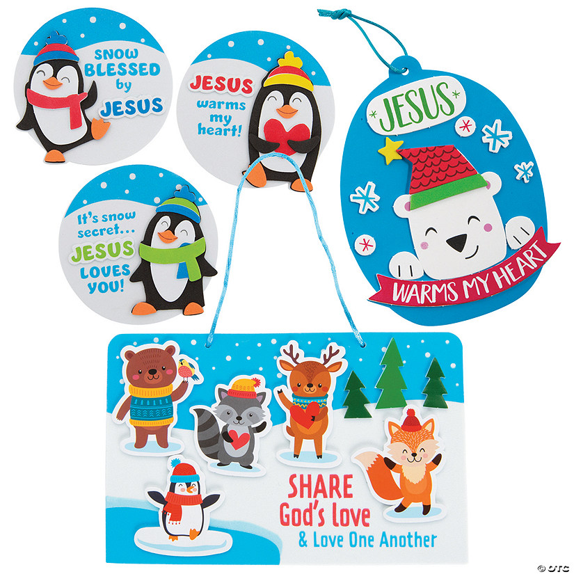 Religious Winter Animal Craft Kit Assortment - Makes 36