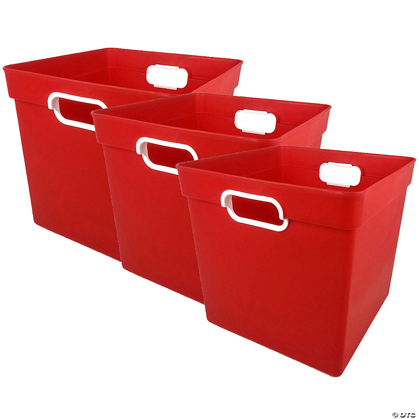 Romanoff Cube Bin, Red, Pack of 3