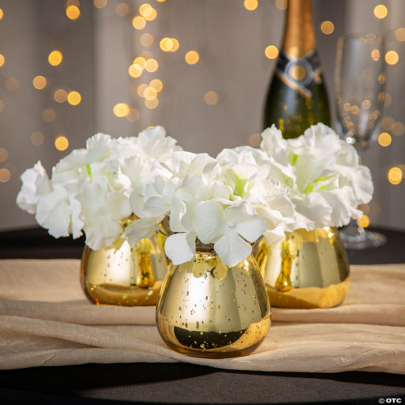 Round Gold Mercury Bud Vases - 6 Pc.
