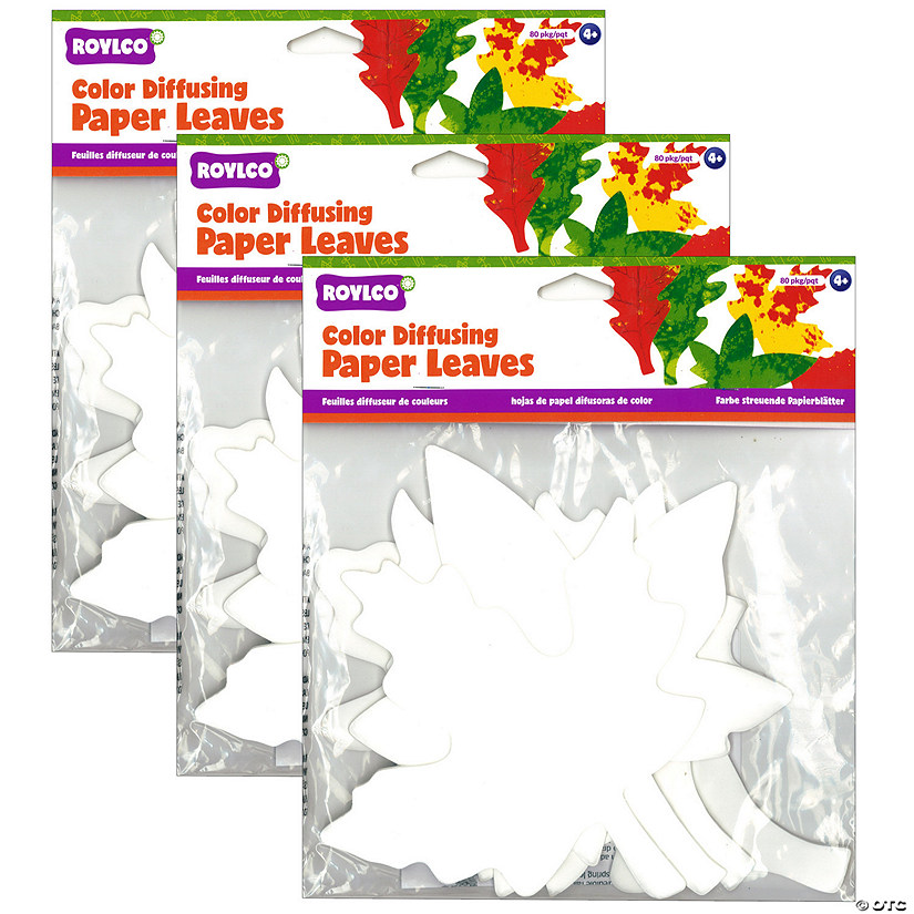 Roylco Color Diffusing Paper Leaves, 80 Per Pack, 3 Packs | Oriental ...