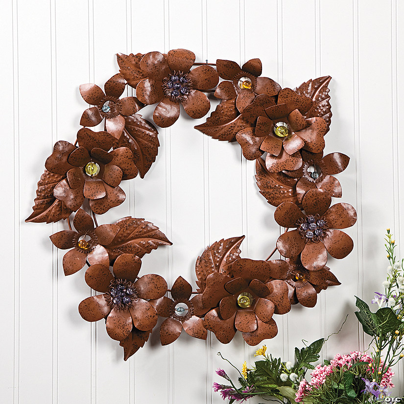Rustic Floral Wreath with Glass Centers - Discontinued