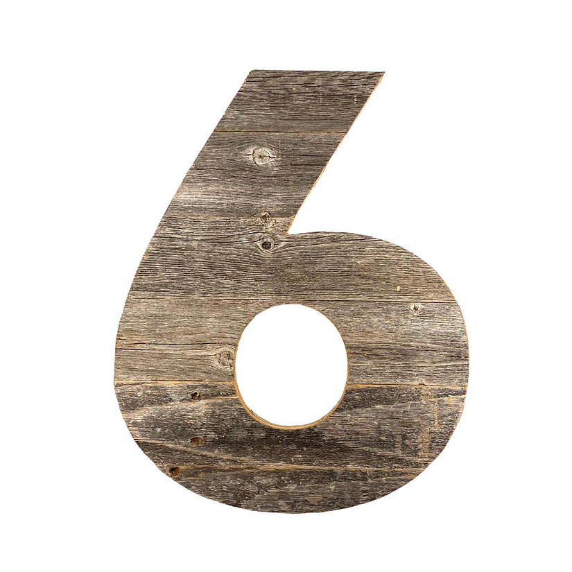 Rustic Large 16 in. Weathered Gray Decorative Monogram Wood Number Six ...