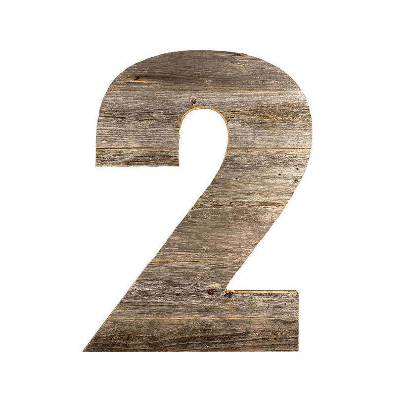 Rustic Large 16 in. Weathered Gray Decorative Monogram Wood Number Two ...