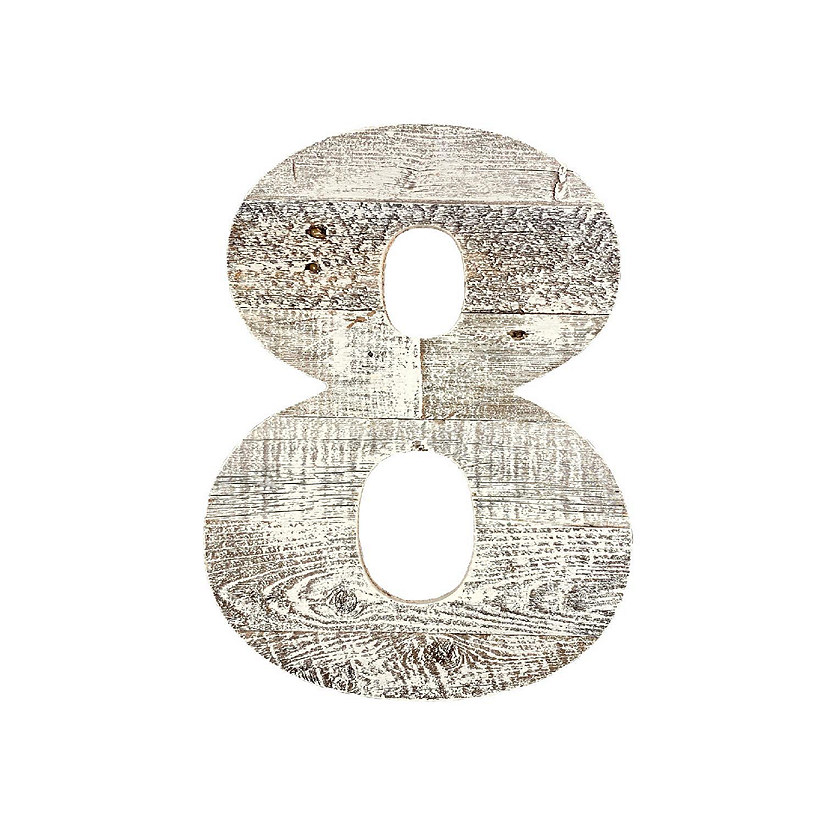Rustic Large 16 in. White Decorative Monogram Wood Number Eight ...