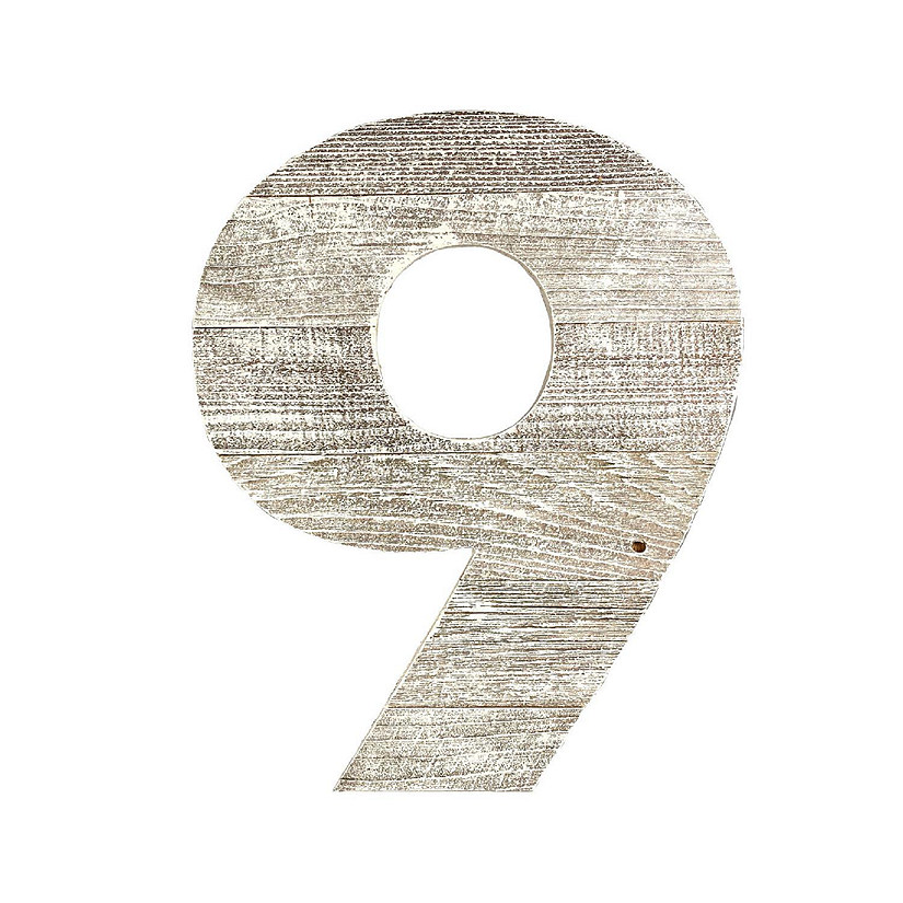 Rustic Large 16 in. White Decorative Monogram Wood Number Nine ...