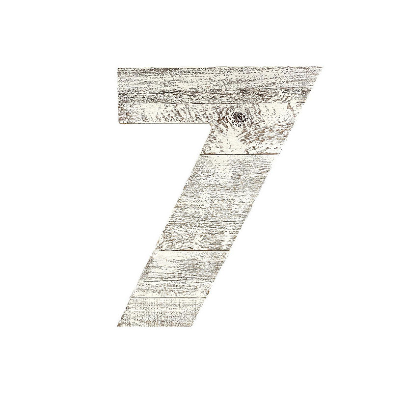 Rustic Large 16 in. White Decorative Monogram Wood Number Seven ...