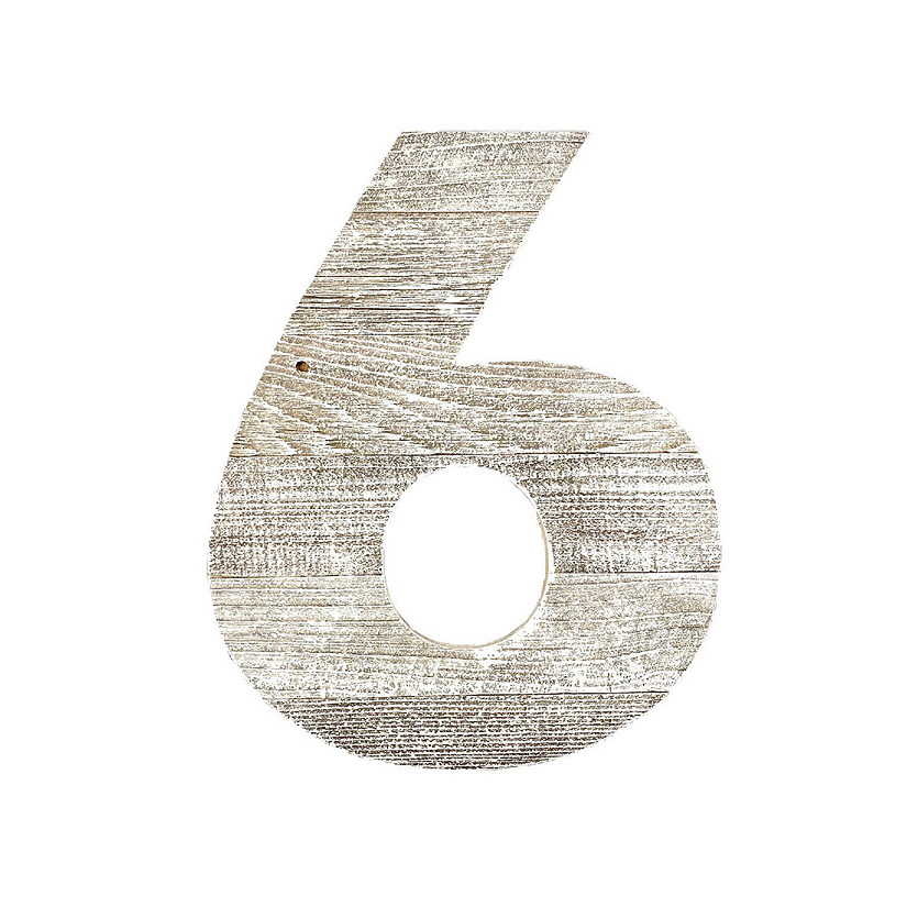 Rustic Large 16 in. White Decorative Monogram Wood Number Six ...
