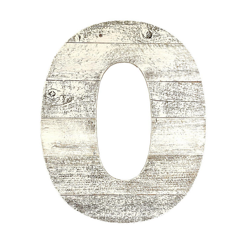 Rustic Large 16 in. White Decorative Monogram Wood Number Zero ...