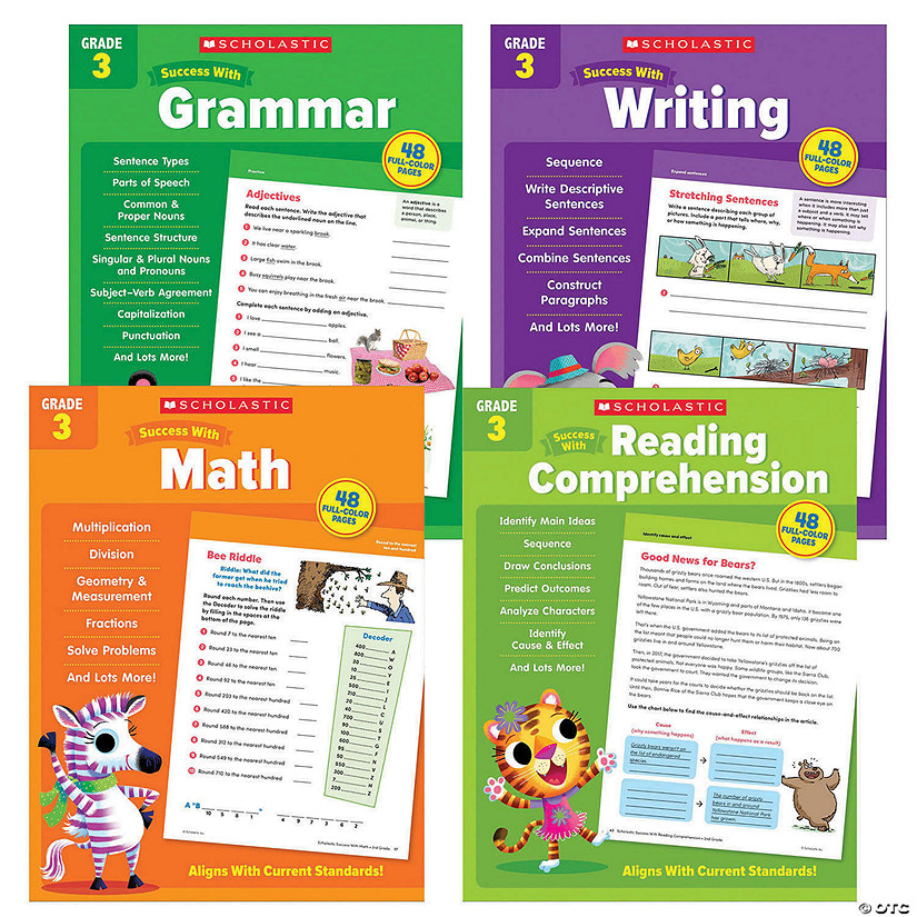 Scholastic Teacher Resources Third Grade Success Workbooks, 4 Book Set ...