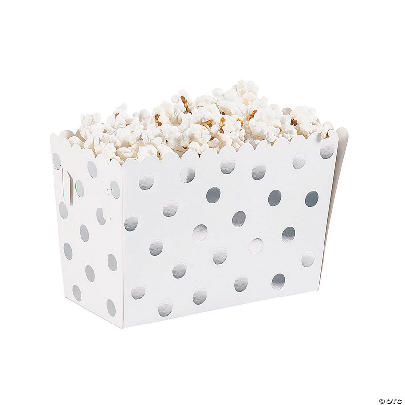 Silver Dot Popcorn Box Food Trays - 12 Pc. | Oriental Trading