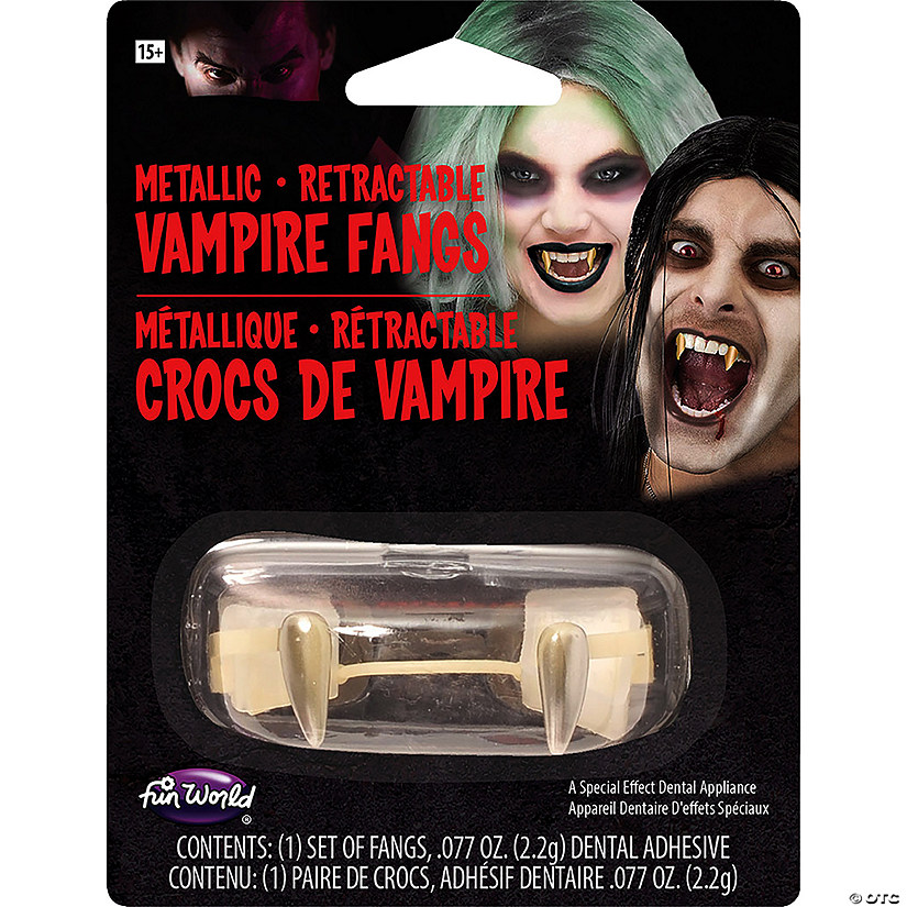 Silver Metallic Retractable Fangs | Oriental Trading