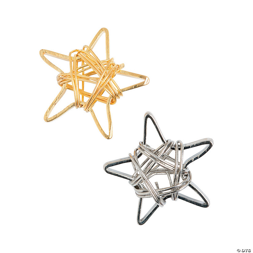 Silvertone & Goldtone Wire Star Beads - Discontinued