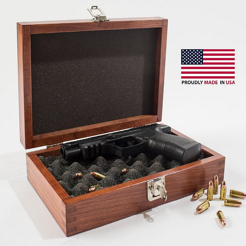 Single Pistol Gun Chest Natural Finish on Solid CHERRY Wood; Locking ...