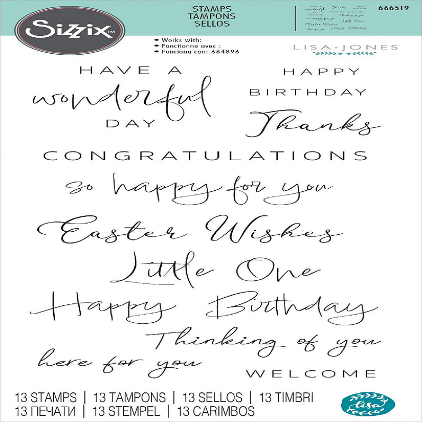Sizzix Clear Stamps By Lisa Jones 13/Pkg-Daily Sentiments