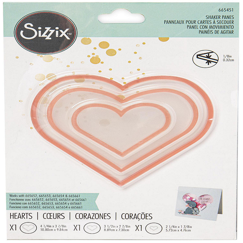 Sizzix Making Essentials Shaker Panes-Hearts 1.5"/2.5"/3.5", 3/Pkg | Oriental Trading