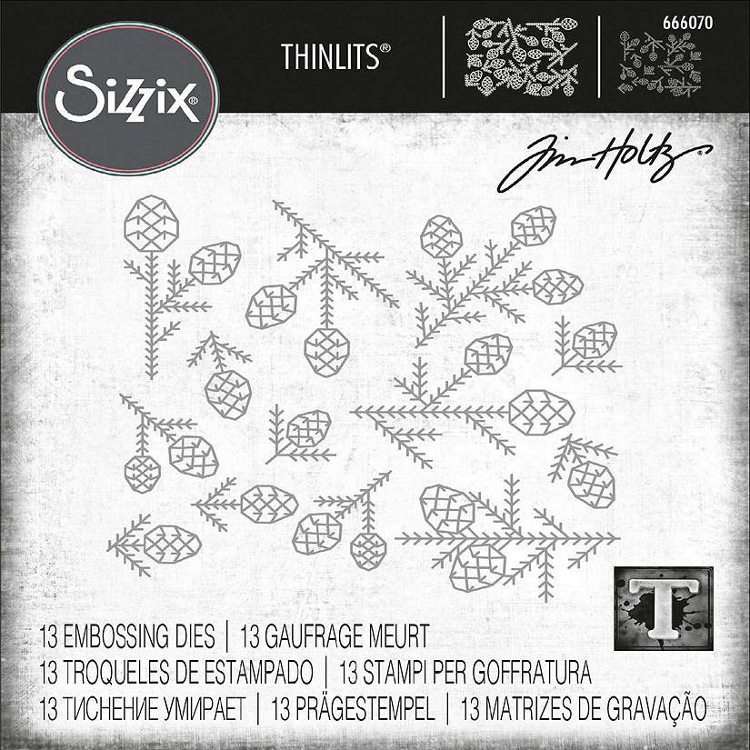 Sizzix Thinlits Dies By Tim Holtz 13/Pkg-Pine Patterns