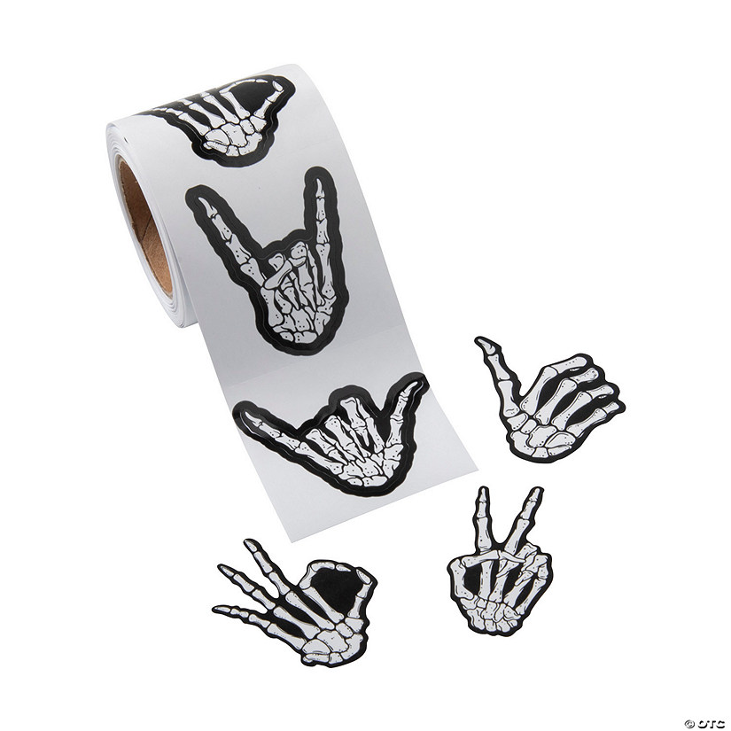 Skeleton Hands Sticker Roll - 100 Pc. | Oriental Trading