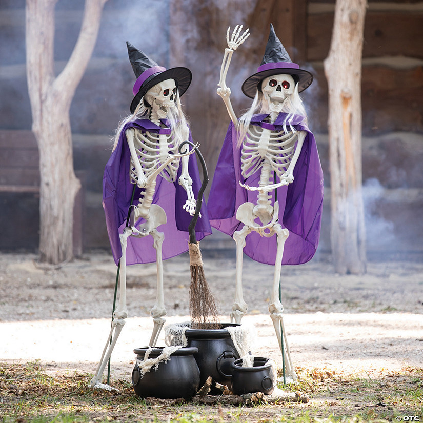 Skeleton Witches with Cauldrons Halloween Decorating Kit - 6 Pc ...