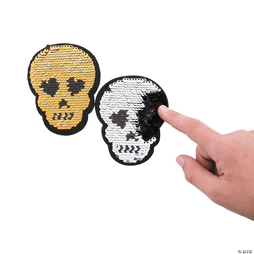 Skull Reversible Sequin Patches - 6 Pc. - Discontinued
