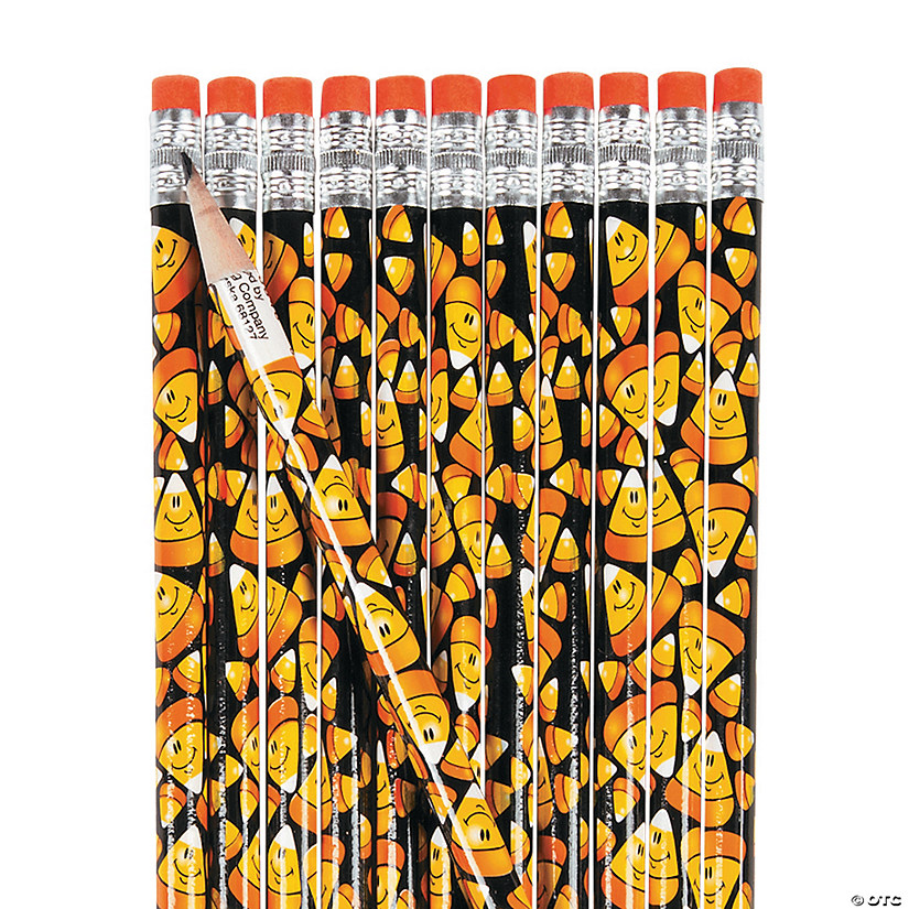 Smile Face Candy Corn Pencils - 24 Pc.